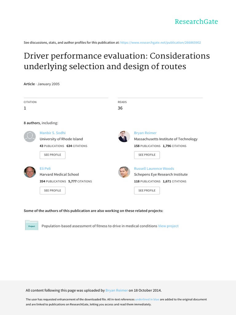 Driver Performance Evaluation Considerat | PDF | Traffic | Infrared