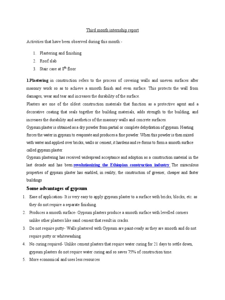 Third Month Internship Report | PDF | Plaster | Concrete