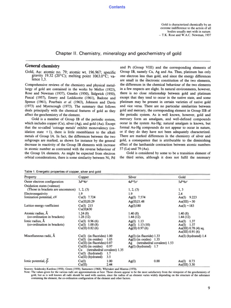 Geochemistry and Chemistry of Gold | PDF | Gold | Silver