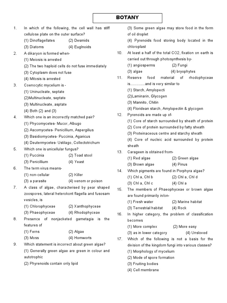 Botany | Download Free PDF | Fungus | Sexual Reproduction