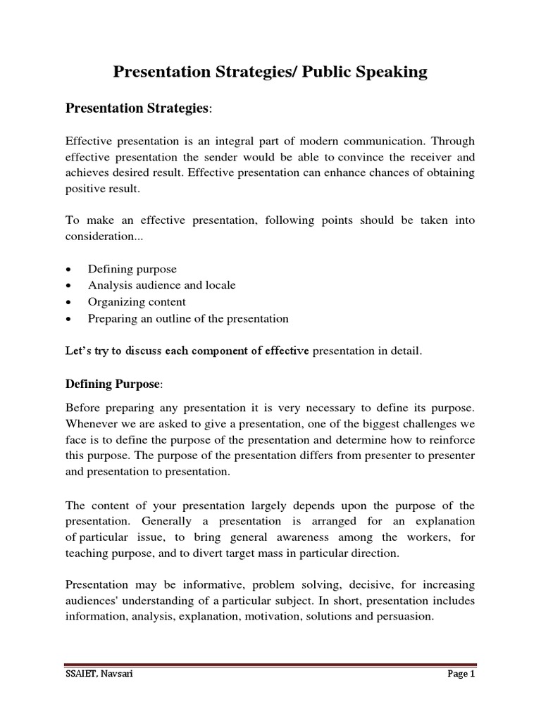 ETC-Presentation Strategies - Public Speaking | PDF | Persuasion ...