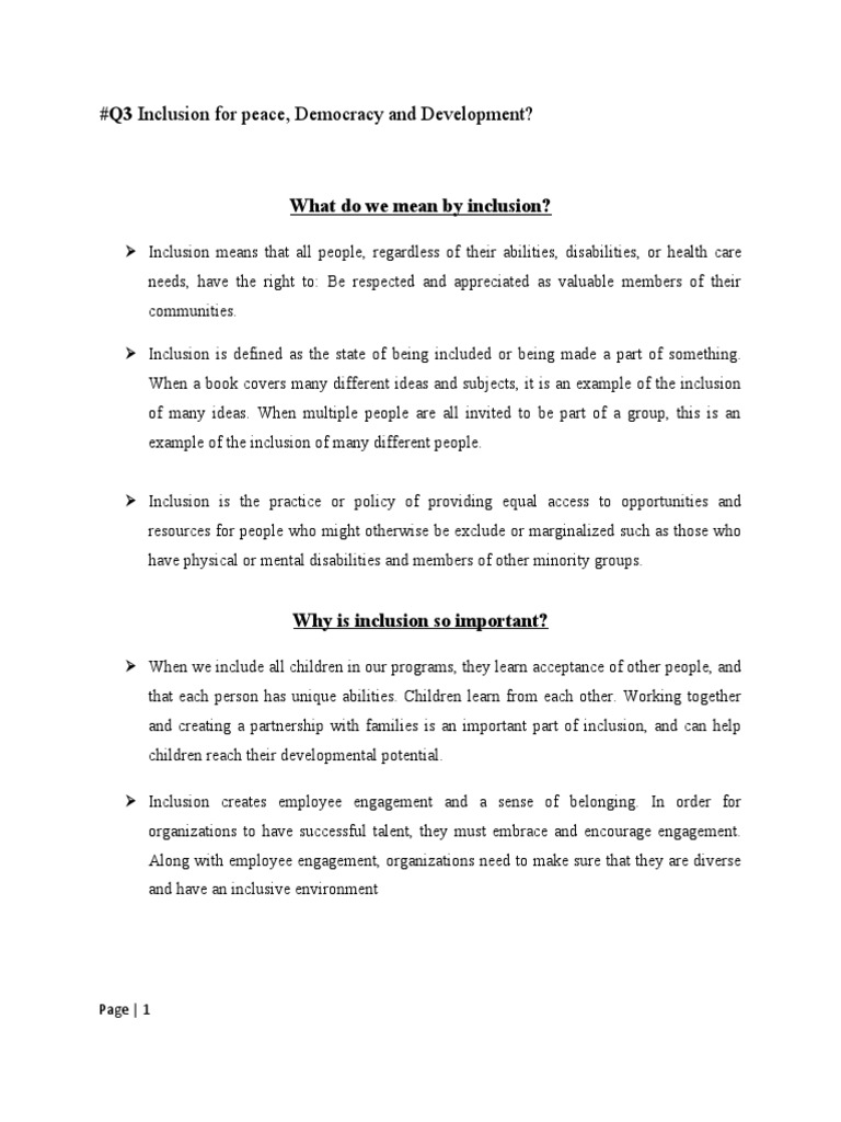 Inclucive Group Ass Pdf Inclusion Education Economic Growth