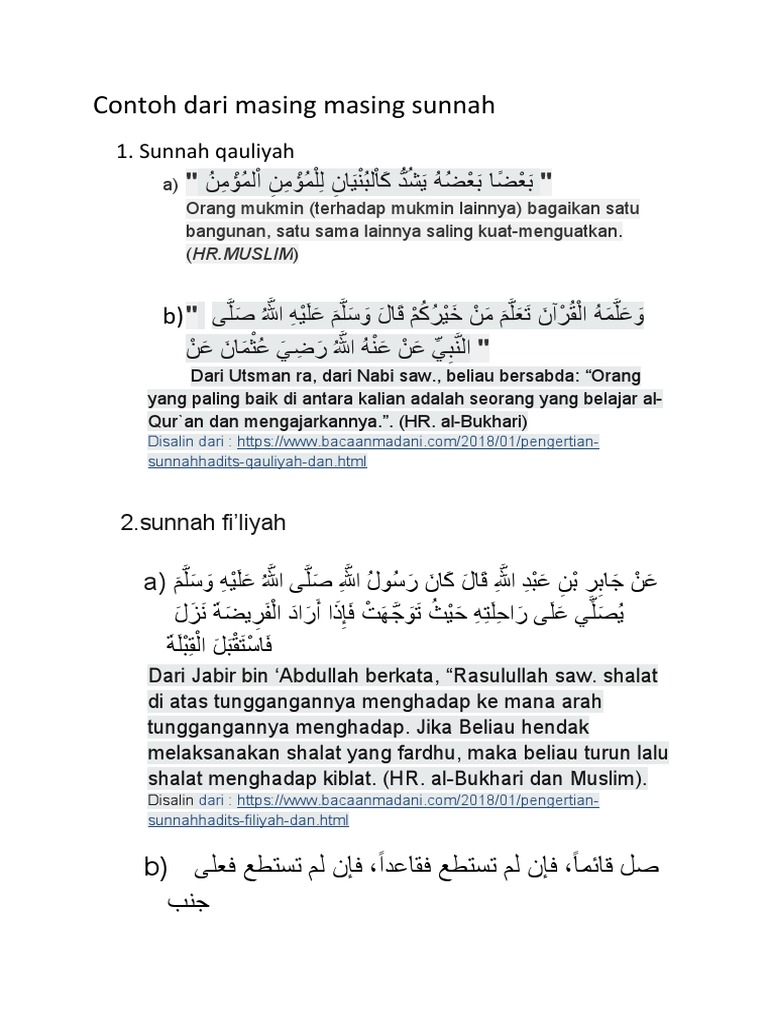 Contoh Dari Masing Masing Sunnah | PDF