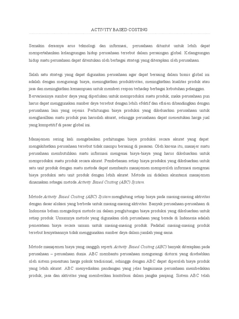 Activity Based Costing | PDF