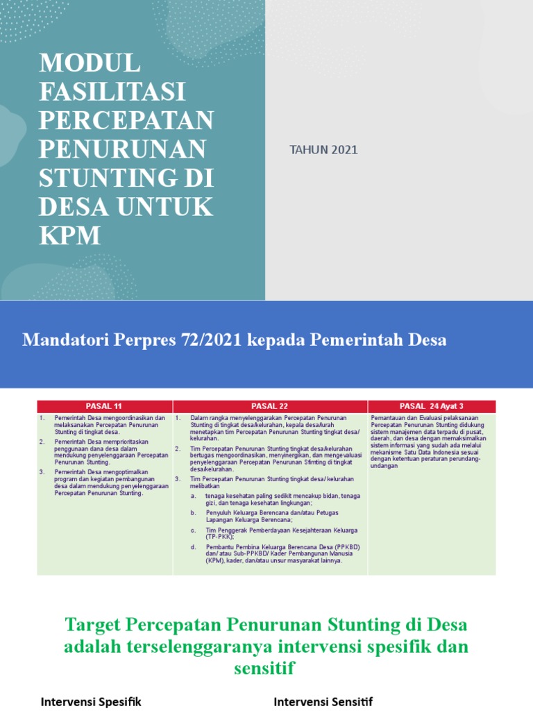 Konsep Modul Stunting Desa Untuk KPM | PDF