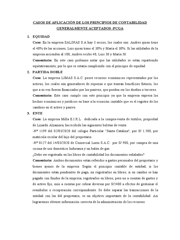 Casos de Aplicación de Los PCGA | PDF | Contabilidad | Business