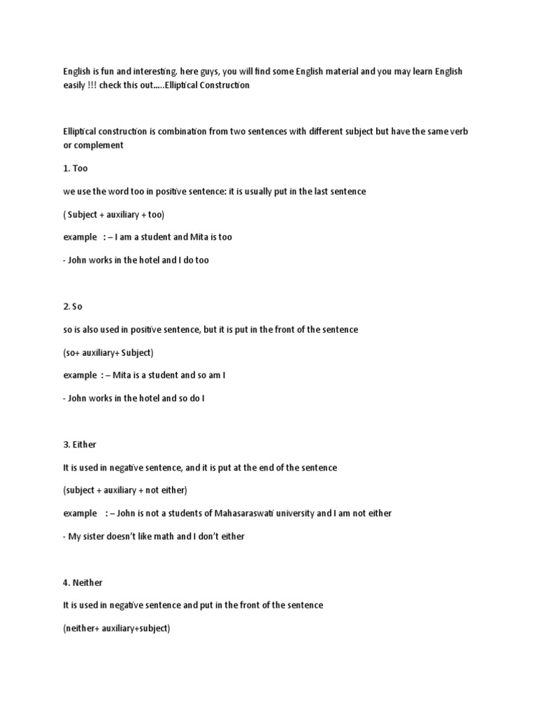 Elliptical Construction 1 | PDF