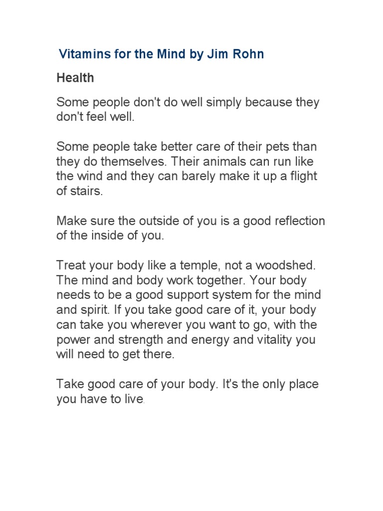 Jim Rohn - Vitamins For The Mind | PDF