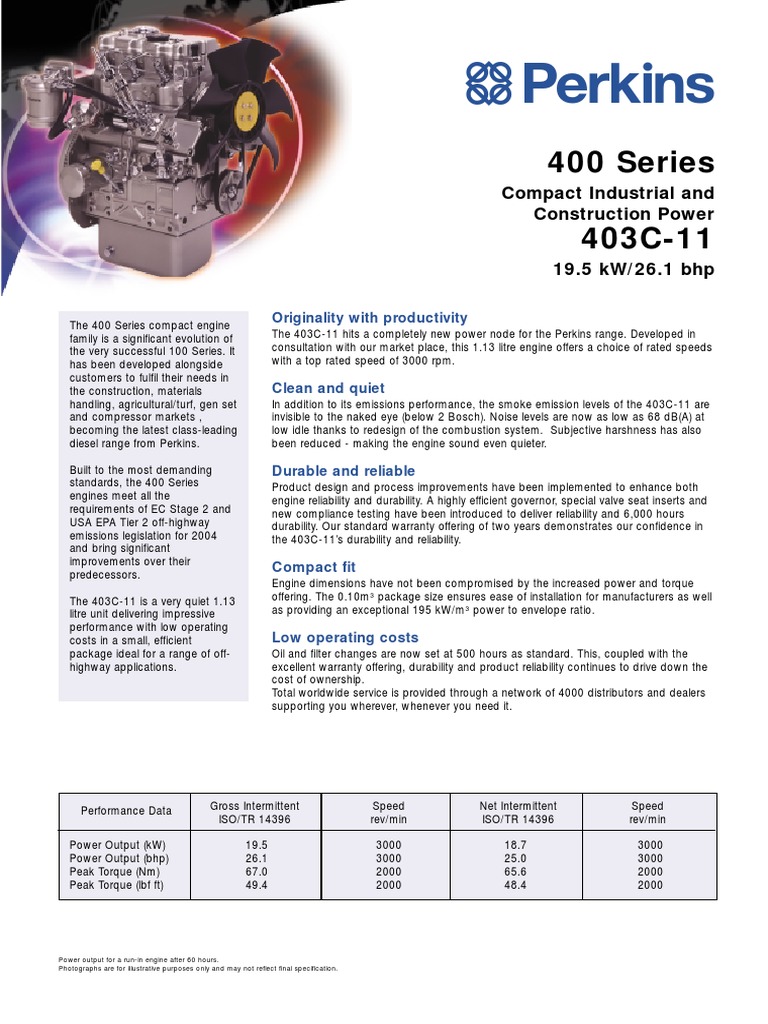 @perkins: 400 Series 403C-11 | PDF | Horsepower | Engines