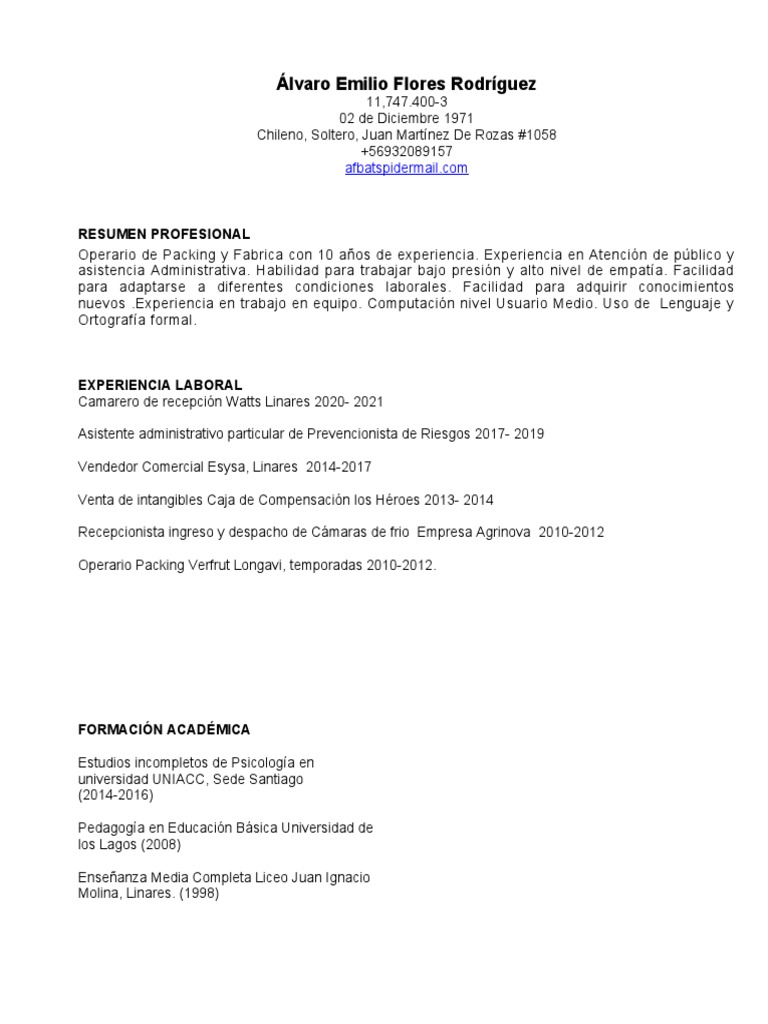 Formato CV Actualizado | PDF
