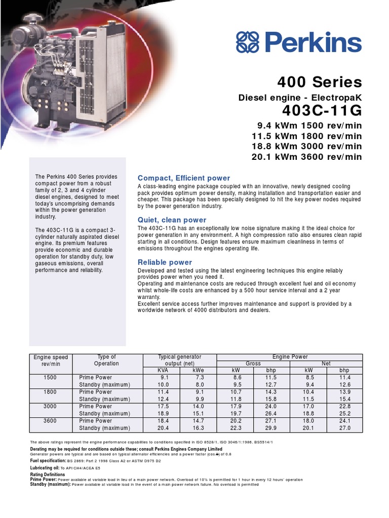 @perkins: 400 Series 403C-11G | PDF | Engines | Diesel Engine