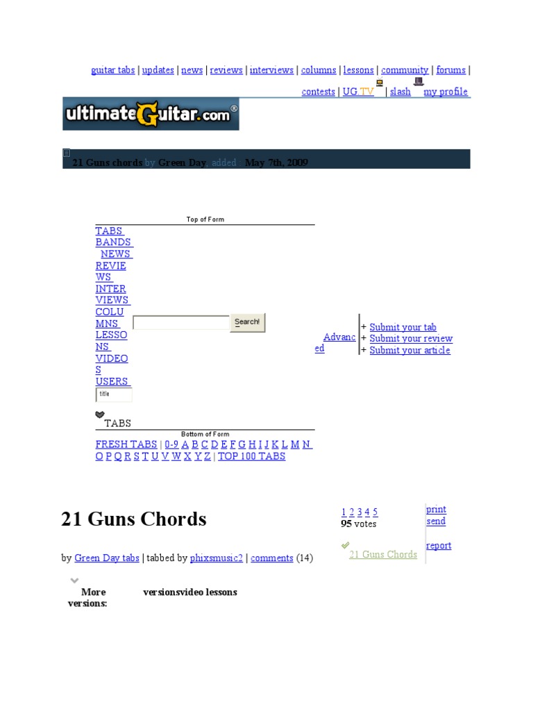 21 Guns Chords: By, Added | PDF | Leisure