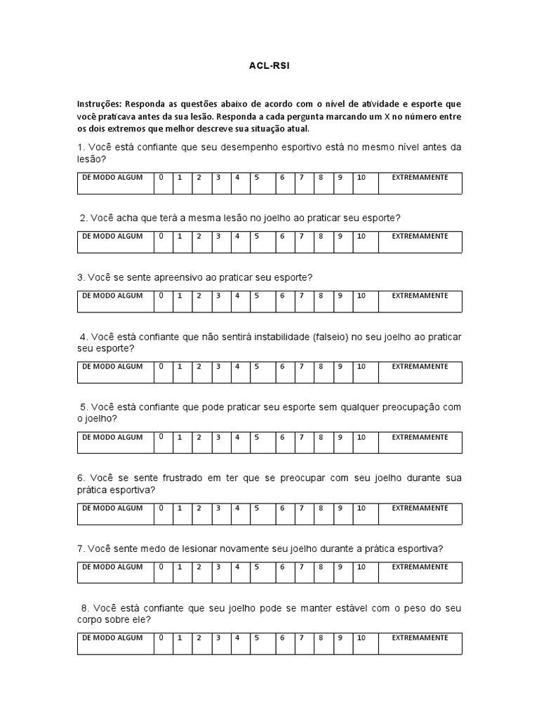 ACL-rsi Escala | PDF