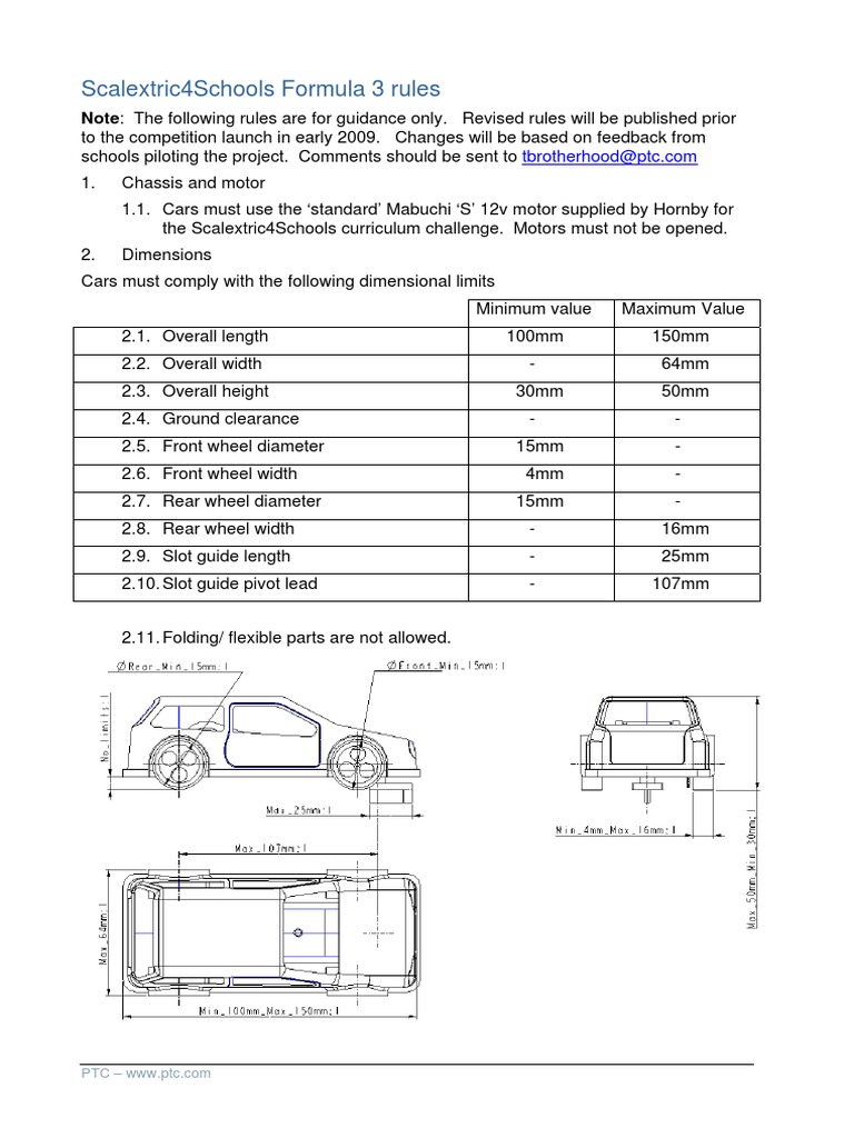 Scalextric4schools f3 Rules | PDF | Motor Vehicle | Vehicles