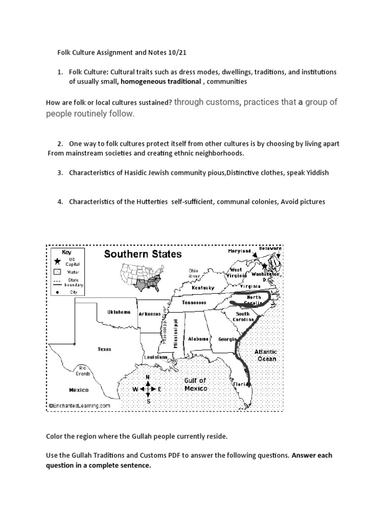 Folk Culture Assignment and Notes 10 | PDF | Traditions | Folklore