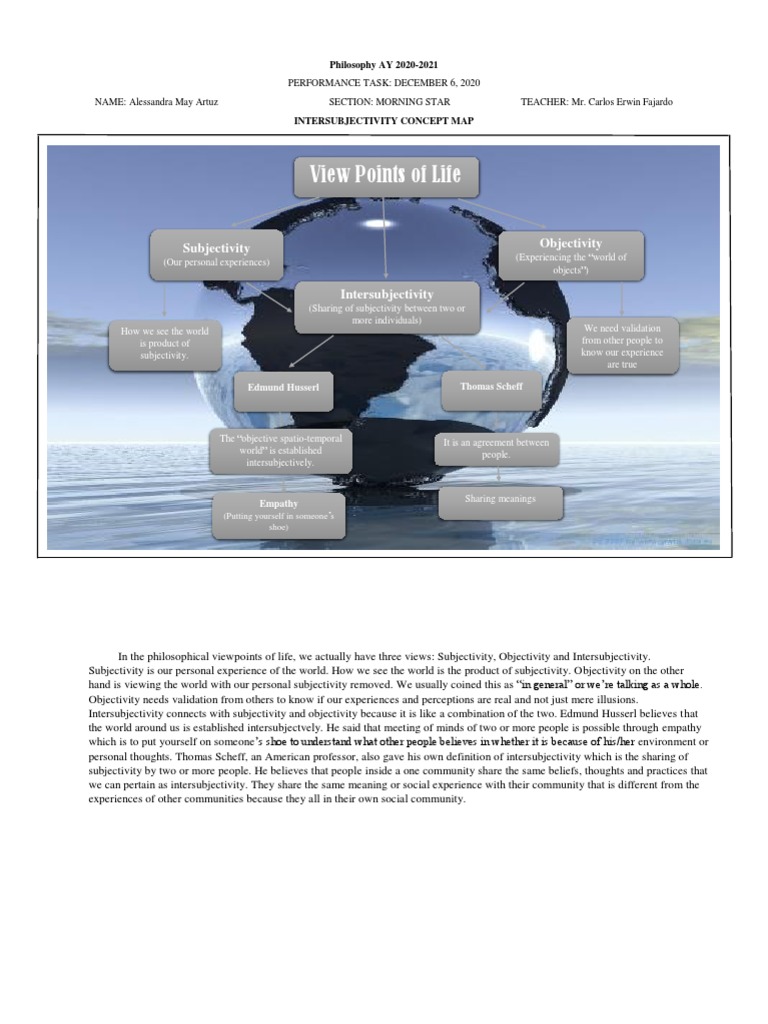 Philosophy Concept Map 2 | PDF | Subjectivity | Experience