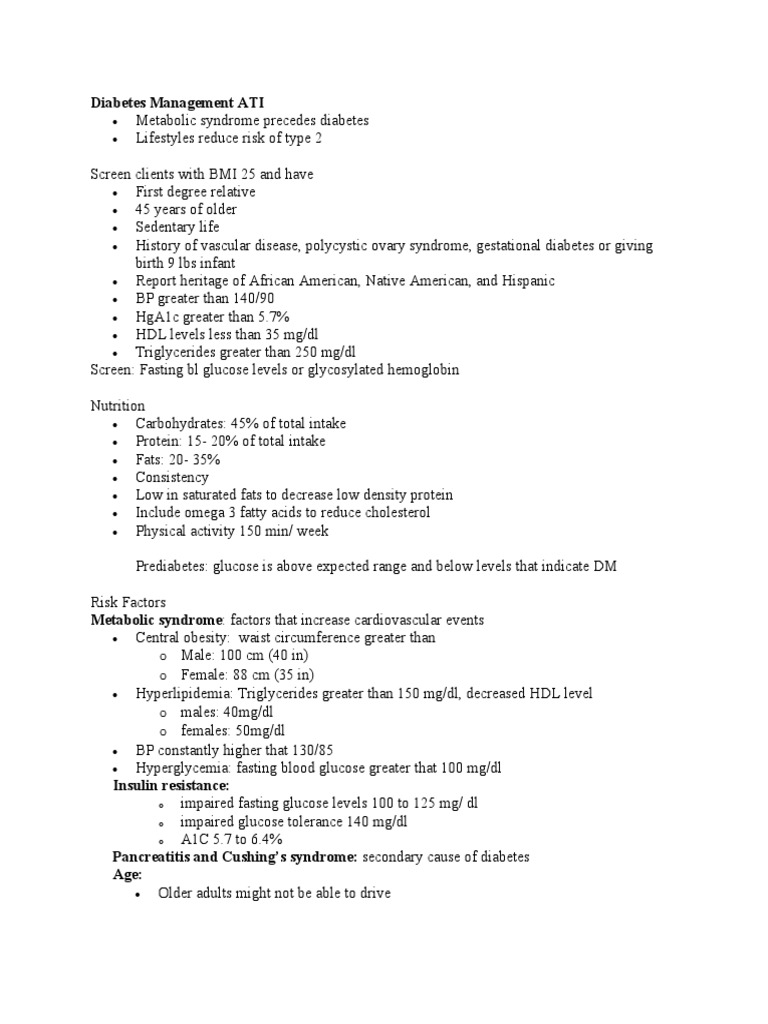 Diabetes Management ATI | Download Free PDF | Hyperglycemia | Insulin