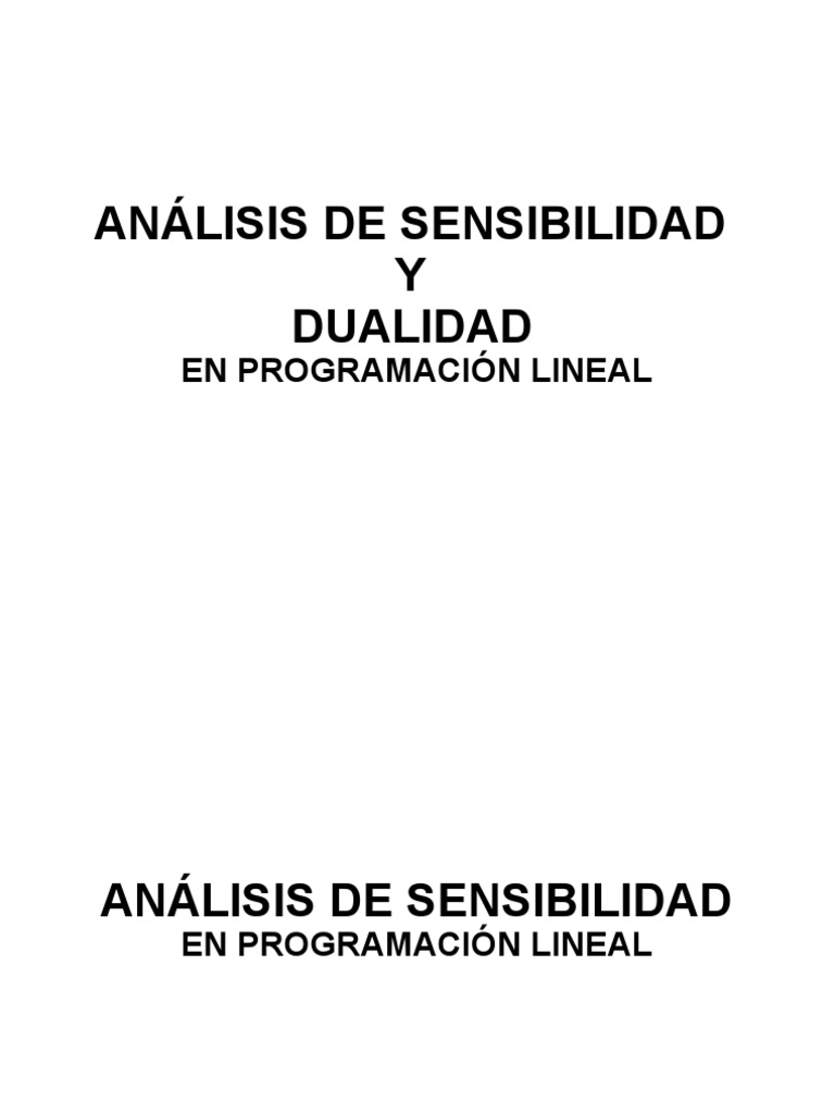 Análisis de Sensibilidad Y Dualidad: en Programación Lineal | PDF | Métodos y materiales de ...