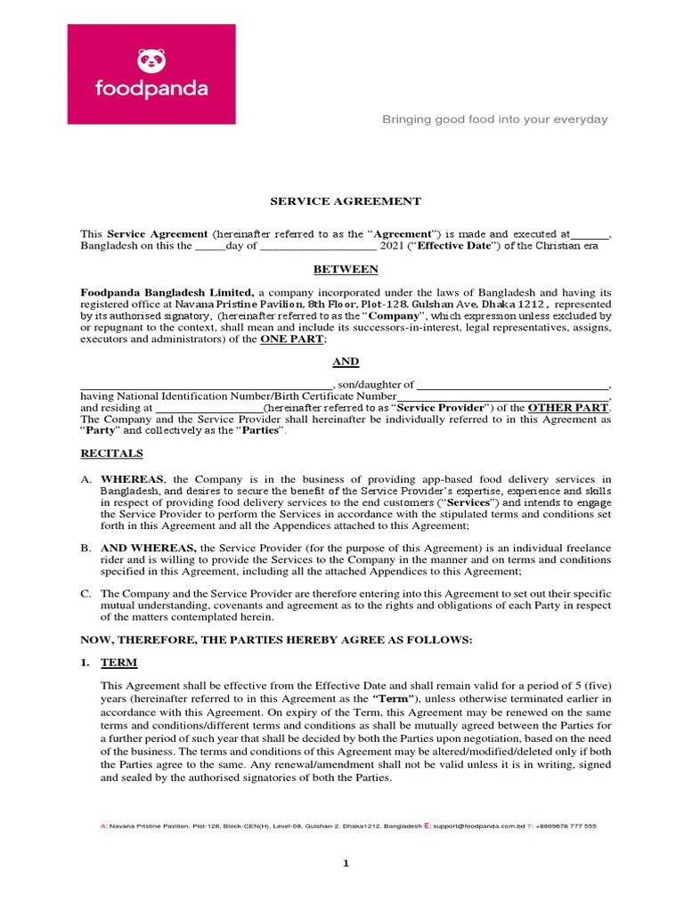 Foodpanda Reader Agreement | PDF | Indemnity | Confidentiality