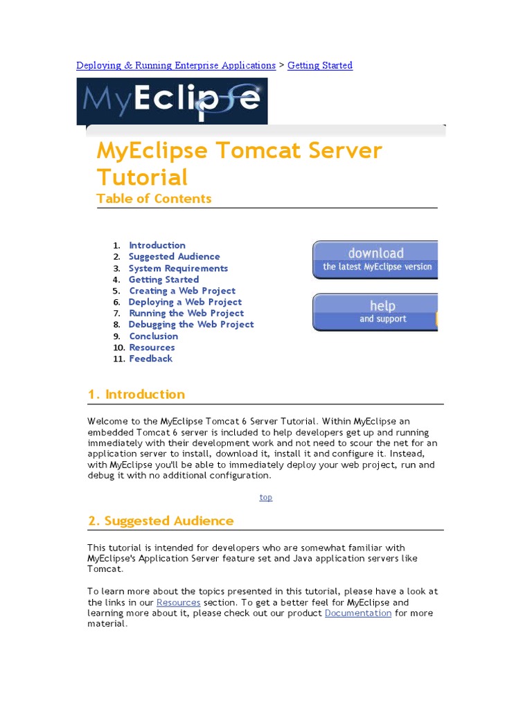 Myeclipse Tomcat Server Tutorial | PDF | Java Server Pages | Internet & Web