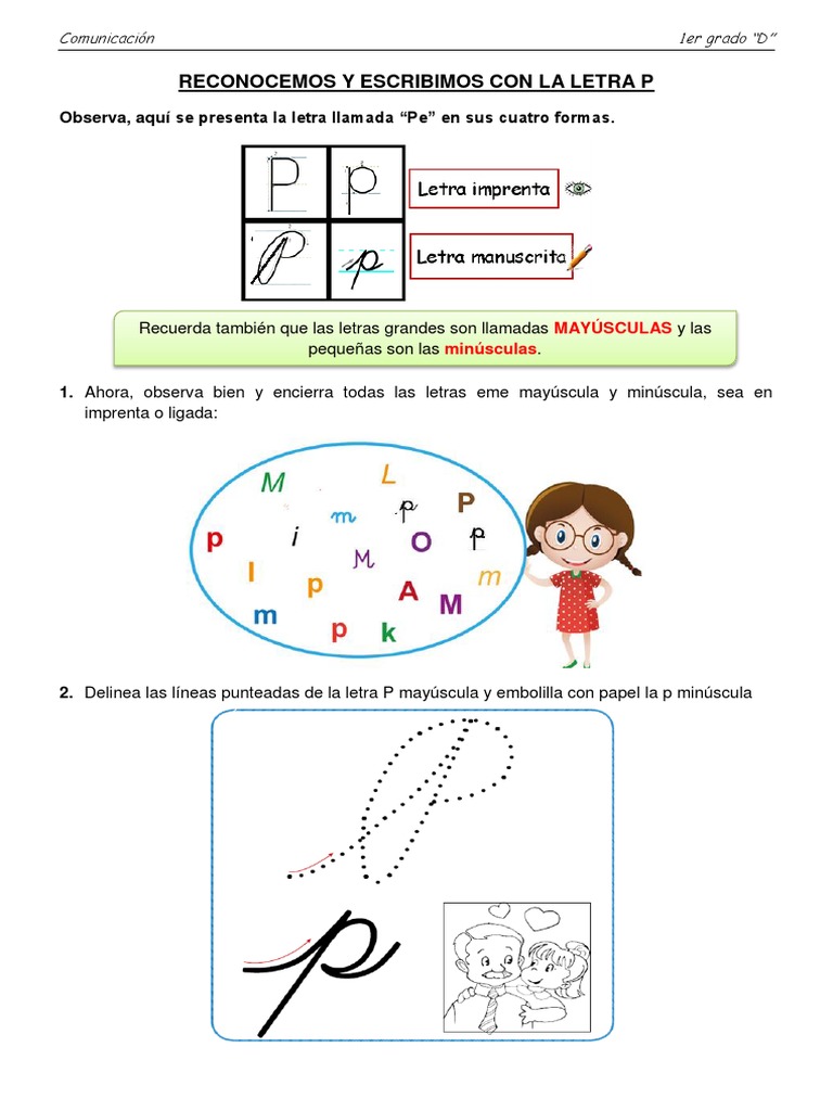 Reconocemos y Escribimos Con La Letra P | PDF | Escritura