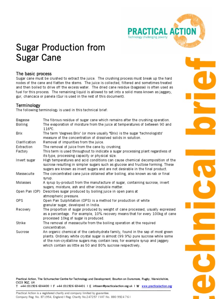 Practical Action Sugar Production From Sugarcane | PDF | Sugarcane ...