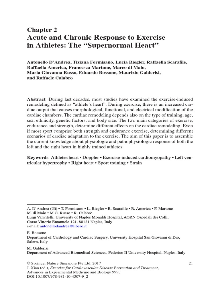 Acute and Chronic Response To Exercise in Athletes The "Supernormal ...
