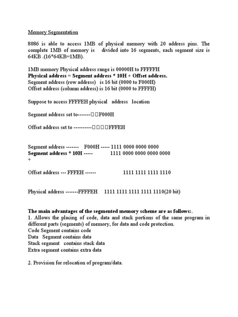 Physical Address Segment Address 10H + Offset Address | PDF
