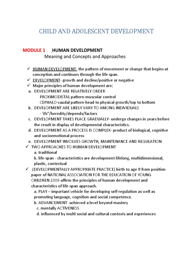 Child and Adolescent Development: Meaning and Concepts and Approaches ...