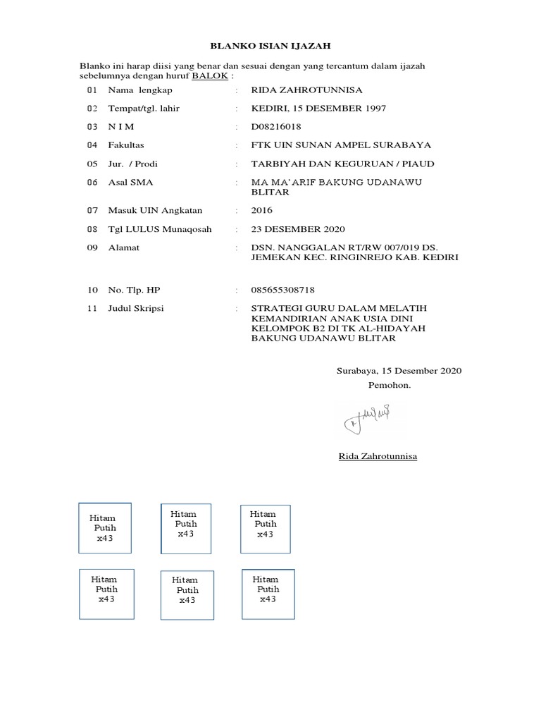 Blanko Isian Ijazah | PDF
