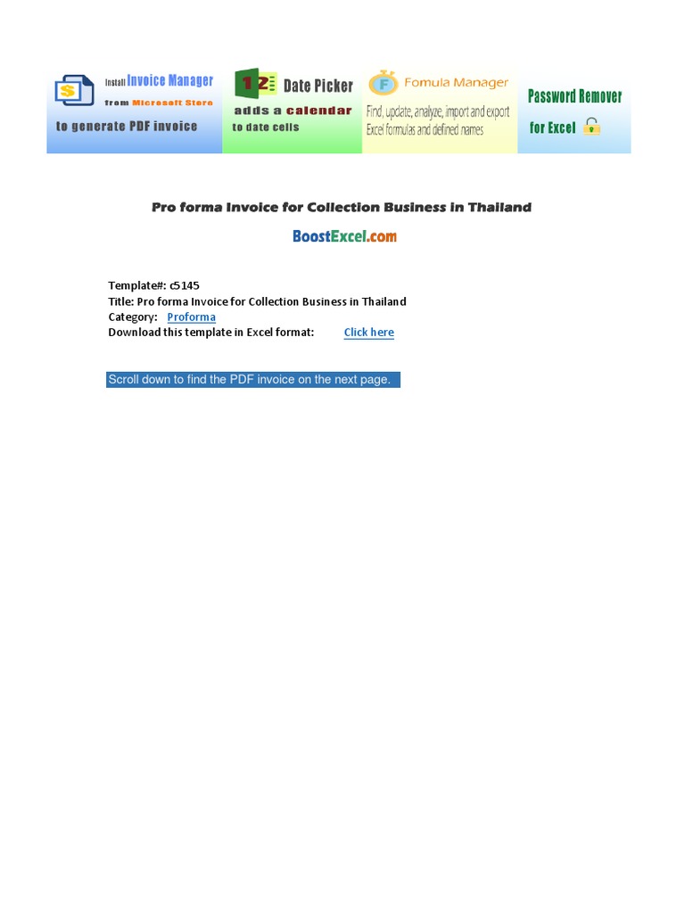 Proforma Invoice For Collection Business in Thailand | PDF
