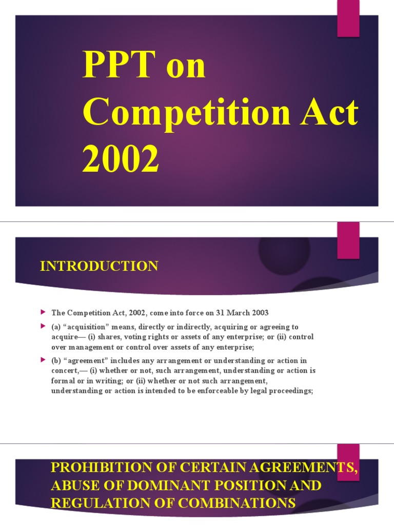 On Competition Act 2002 1 | PDF | Business Law | Private Law