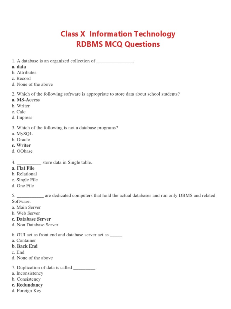 MCQ On RDBMS UNIT 3 | PDF | Relational Database | Databases