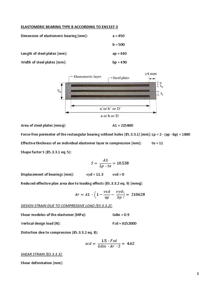 Elastomeric Bearing Type B According To En1337 Hand Calc | PDF ...