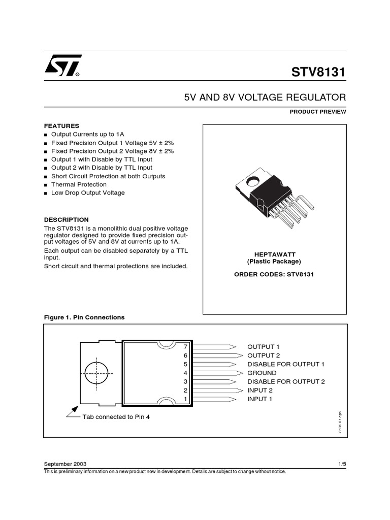 5V and 8V Voltage Regulator: Features | PDF | Physical Quantities ...