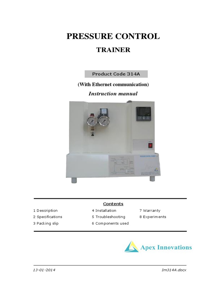 Pressure Control Trainer | PDF | Control Theory | Valve