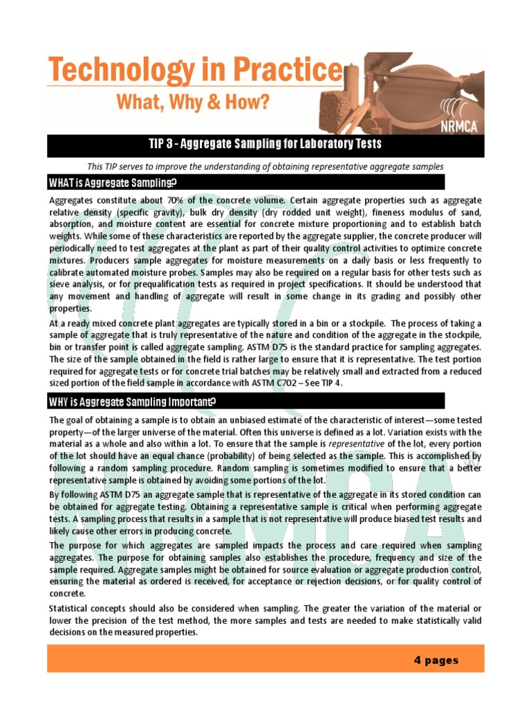 TIP 3 - Aggregate Sampling For Laboratory Tests | PDF | Sampling ...