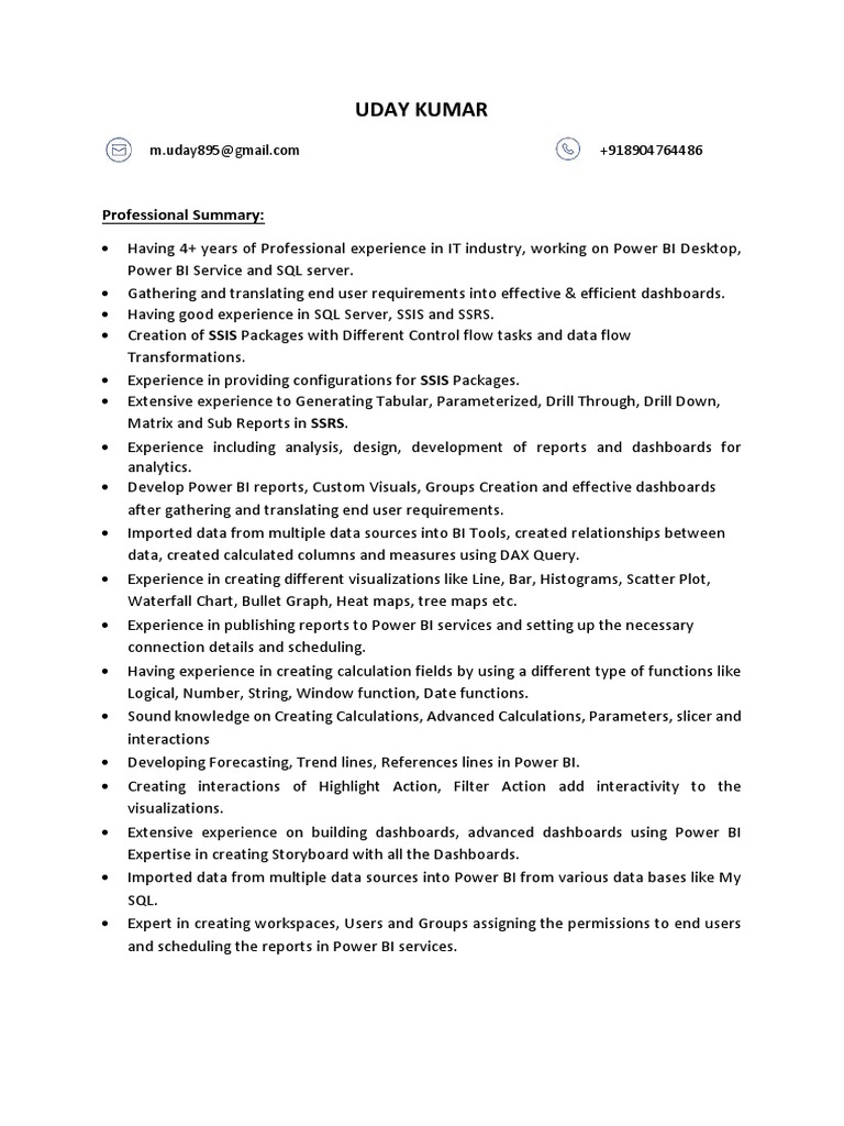 Uday Kumar: Professional Summary | PDF | Microsoft Sql Server | Databases