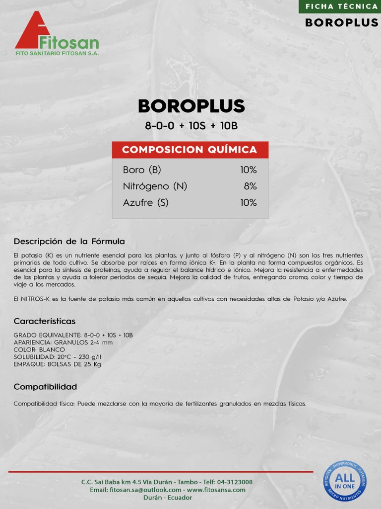 Ficha Tecnica BOROPLUS | PDF