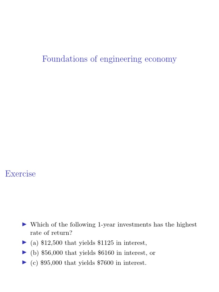 Foundations of Engineering Economy | PDF | Interest | Interest Rates