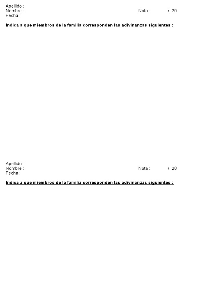 Adivinanzas sobre la familia | PDF