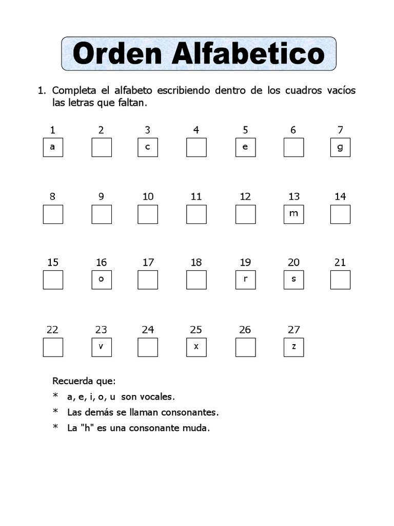 Actividades para Completar el Abecedario | PDF | Artes del Lenguaje y ...