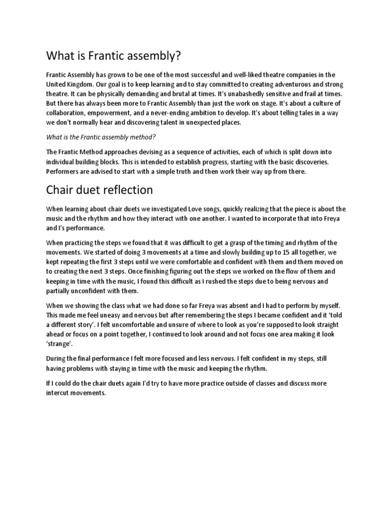 Frantic Assembly | PDF