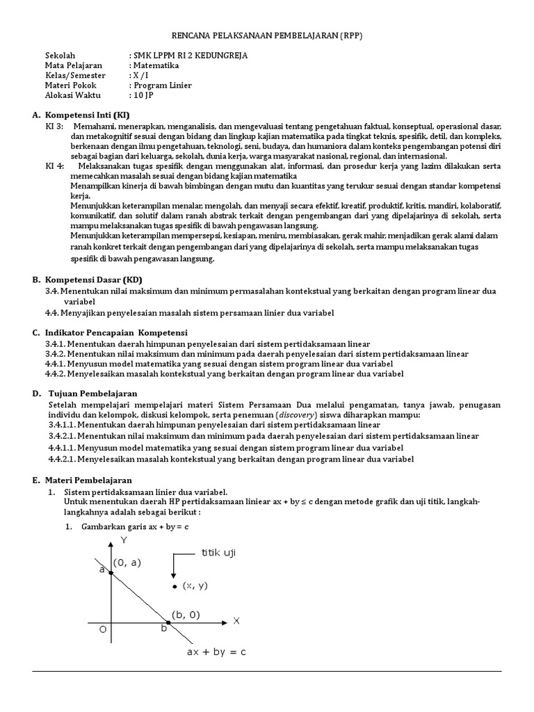 RPP KD 3.4 Program Linier | PDF | Sains & Matematika | Komputer