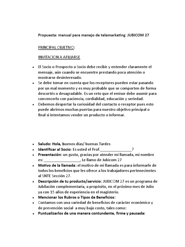 Guia o Manual de Llamadas para Call Center | PDF