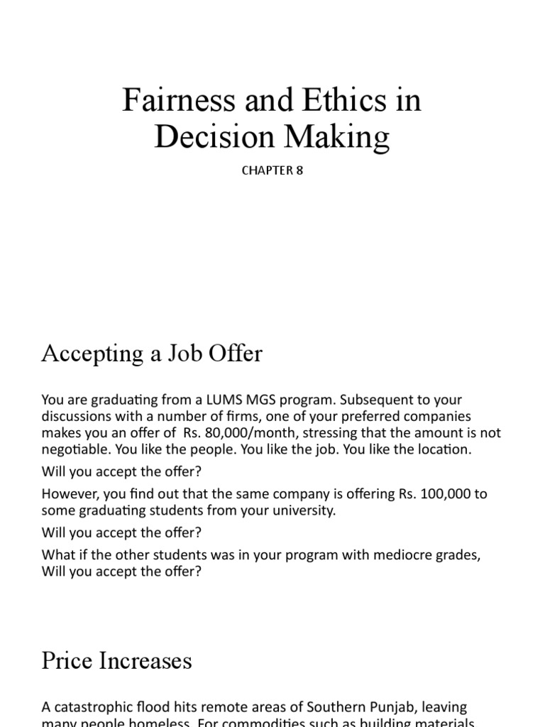 Fairness and Ethics in Job Offers | PDF | Attitude (Psychology) | Prices