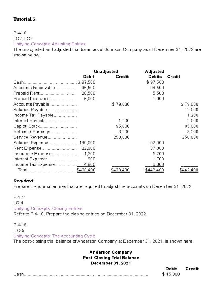 Tutorial 3 - Questions - Revised | PDF | Debits And Credits ...