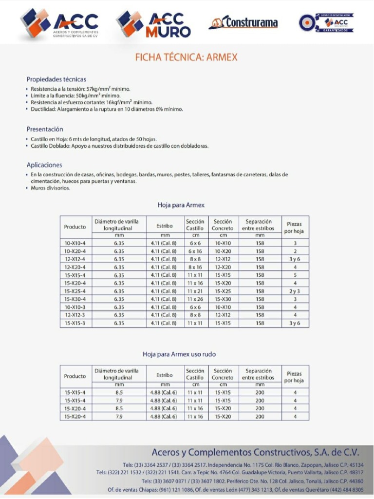 Ficha Tecnica Armex. | PDF