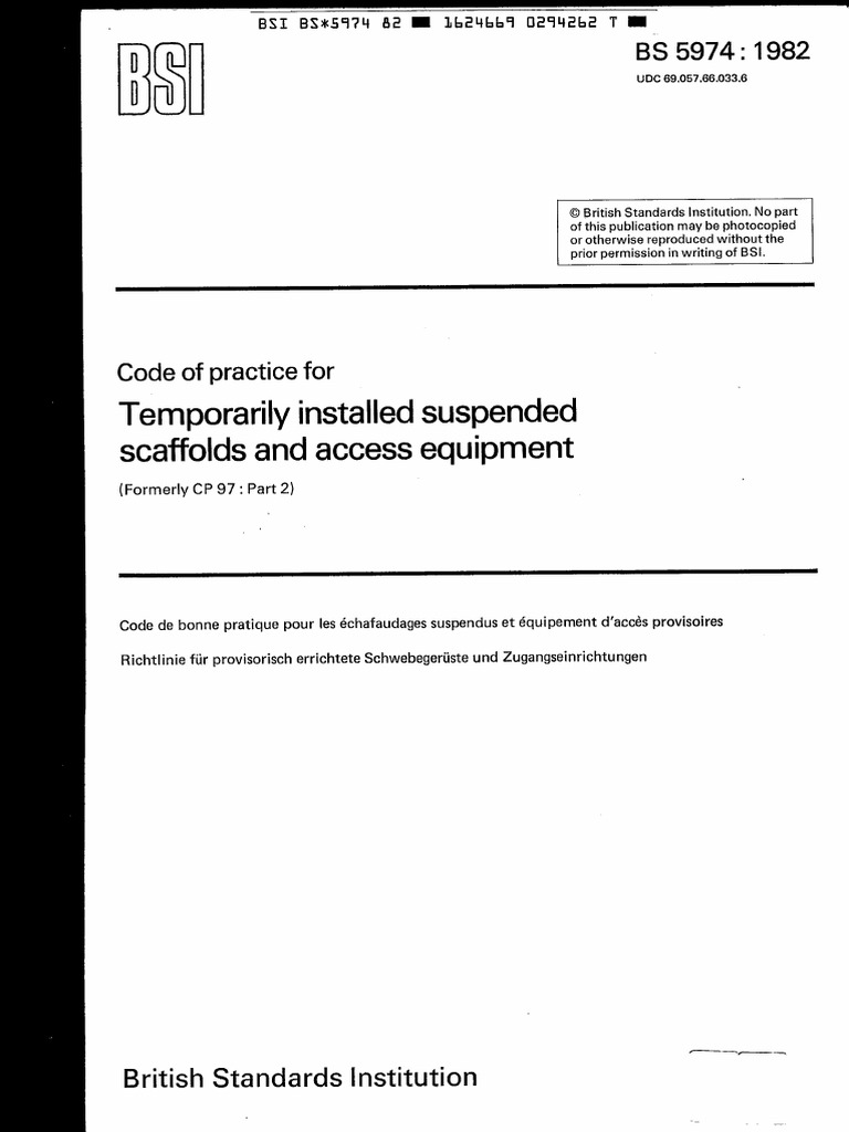 BS 5974 1982 - Scaffolds | PDF