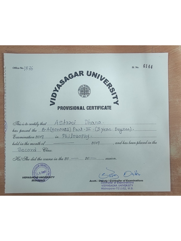 Graduation Provisional Certificate | PDF